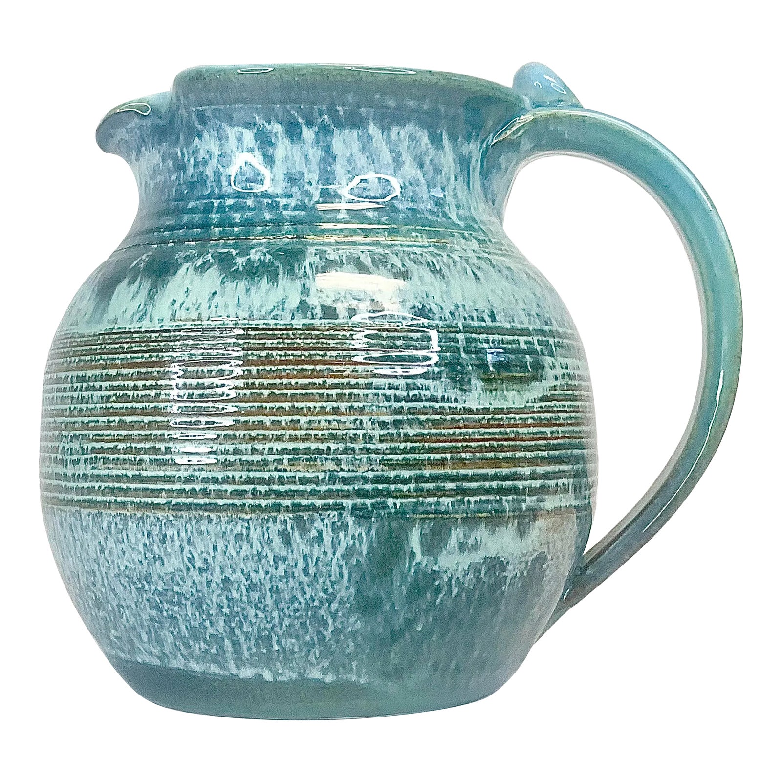 1980s Boho Chic Americana Folk Art Studio Pottery Pitcher, Artist ...