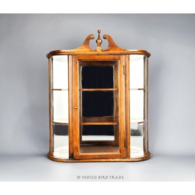 Large Vintage Chippendale Wood and Glass Display Cabinet | Chairish
