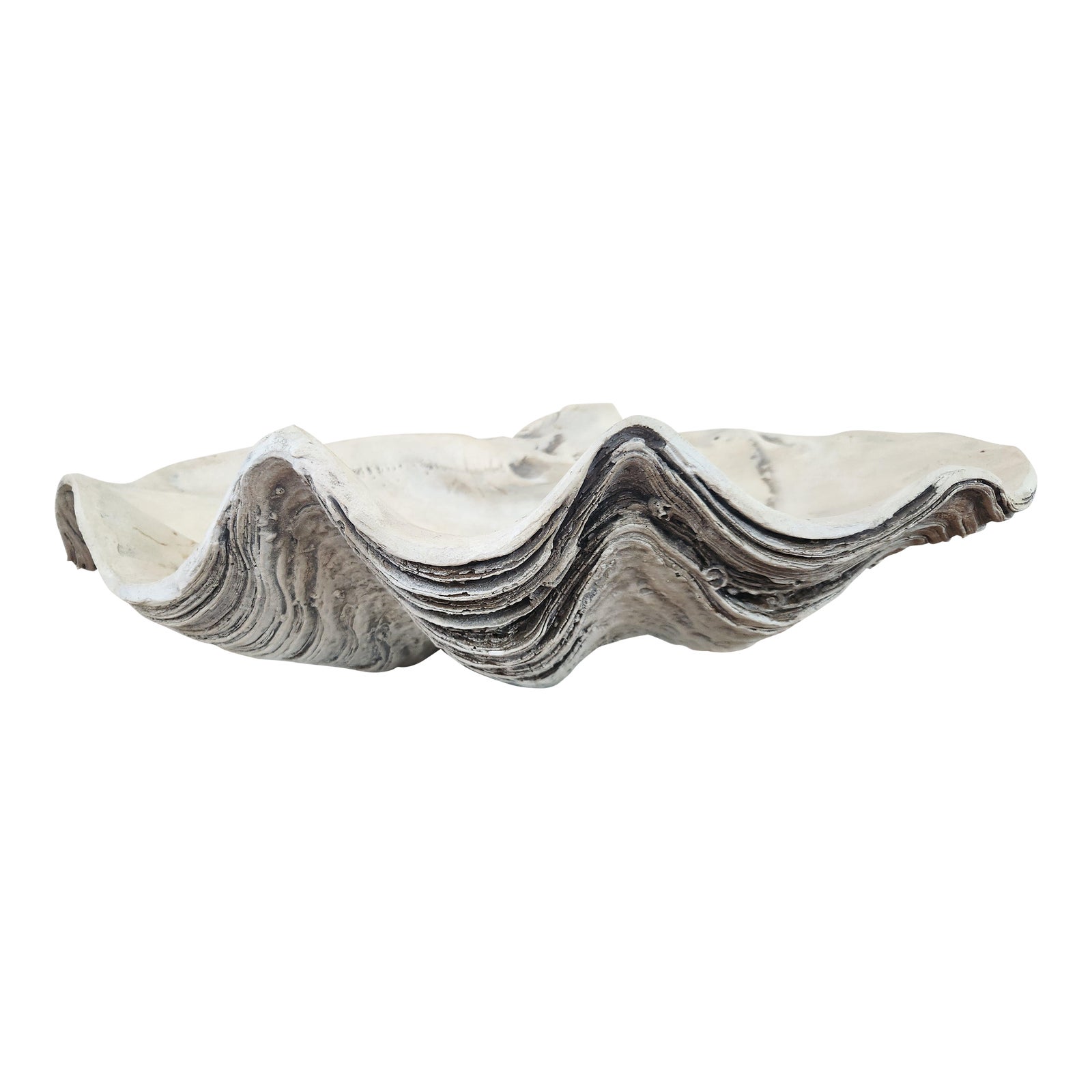 Large Vintage Coastal Gypsum Sculptural Clam Sea Shell Decorative Bowl ...